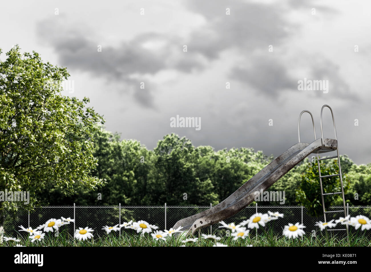 3d illustration of a rusty playground slide Stock Photo - Alamy