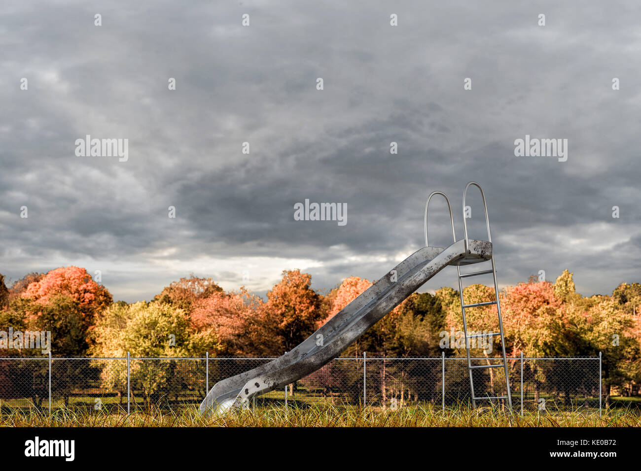 3d illustration of a rusty playground slide Stock Photo - Alamy