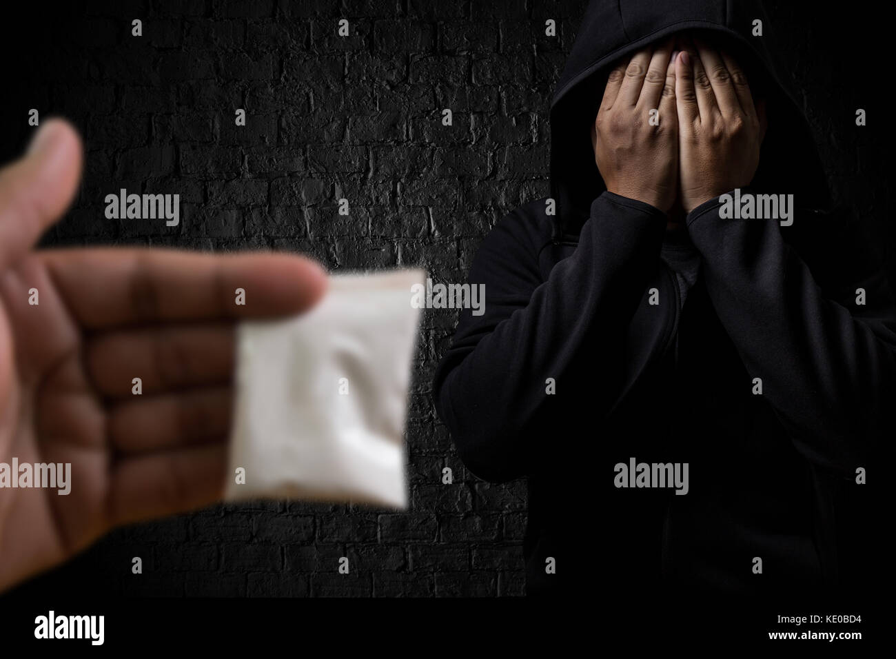 man substance dependence medication Drug syringe and cooked heroin ...