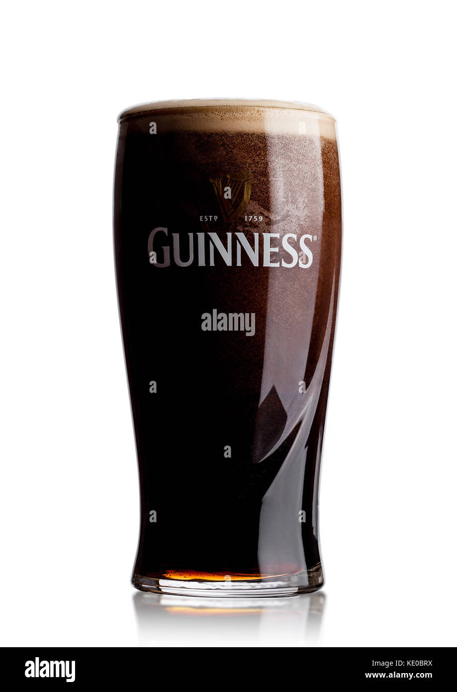 LONDON, UK - MAY 29, 2017: Cold glass of Guinness original beer on ...