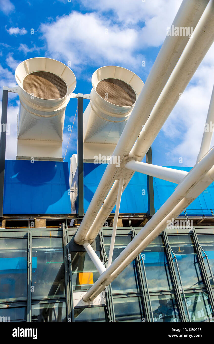 Modern architecture on the roof of the Pompidou Centre in Paris Stock ...