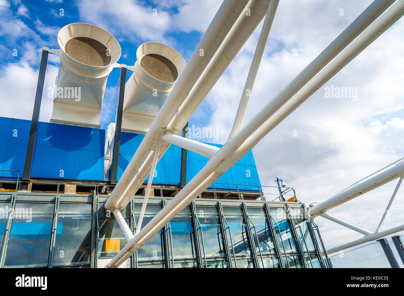 Modern architecture on the roof of the Pompidou Centre in Paris Stock ...