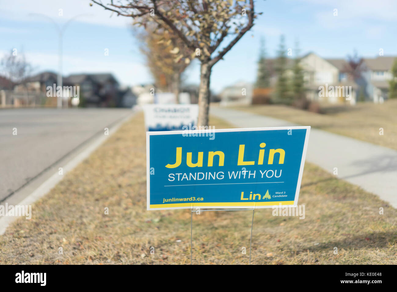 October 16 2017 - Campaign Signs for Calgary Municipal elections Stock ...
