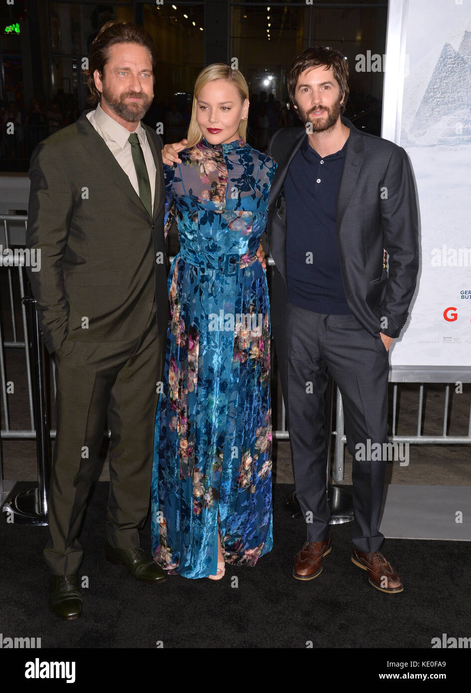 Los Angeles, USA. 16th Oct, 2017. Gerard Butler, Jim Sturgess & Abbie ...