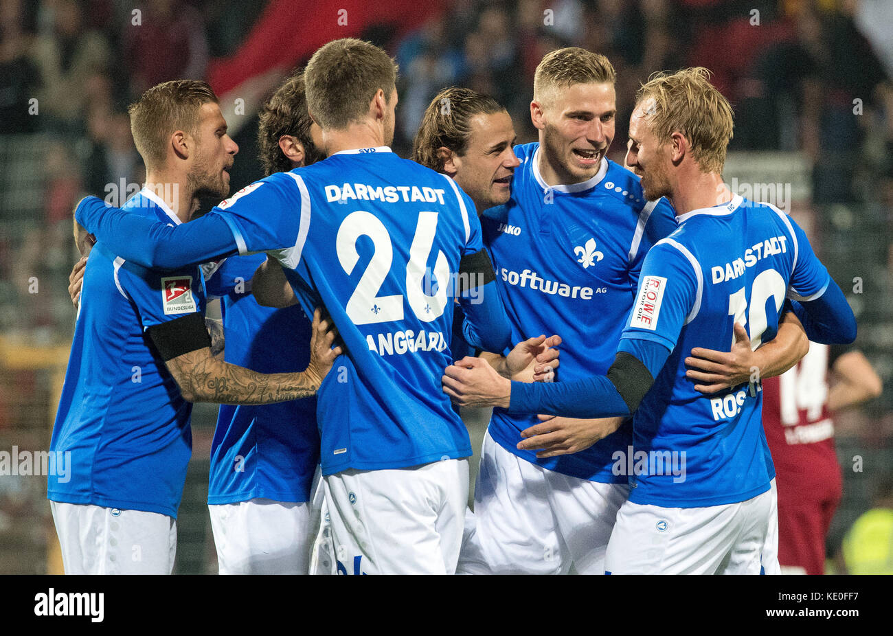 Darmstadt, Germany. 16th Oct, 2017. Darmstadt's players cheer over the ...