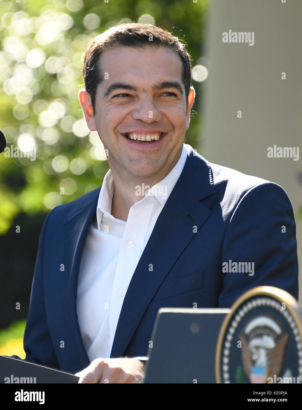 Prime Minister Alexis Tsipras of Greece during a joint press conference ...