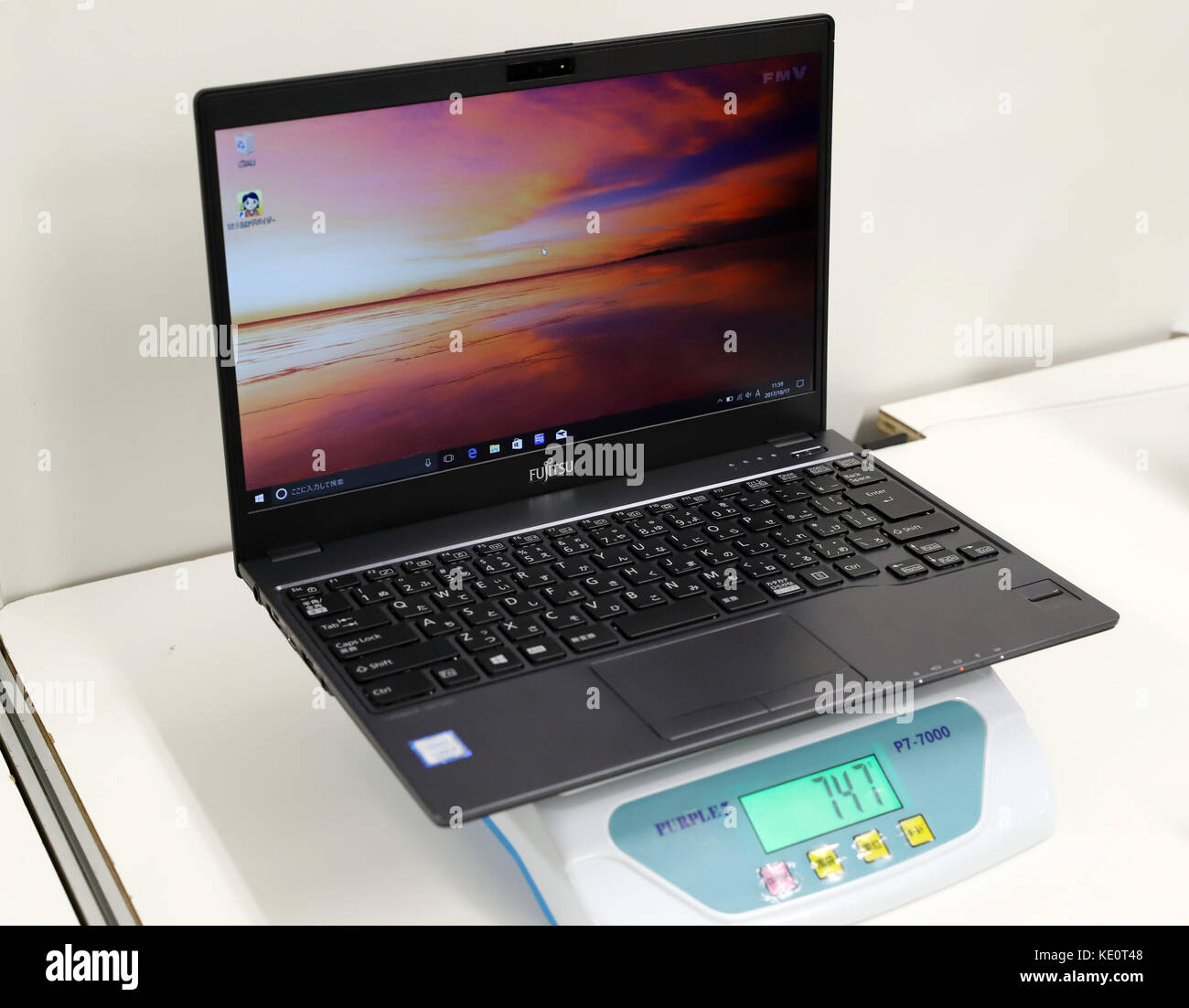 Tokyo, Japan. 17th Oct, 2017. Japan's Fujitsu Client Computing displays ...