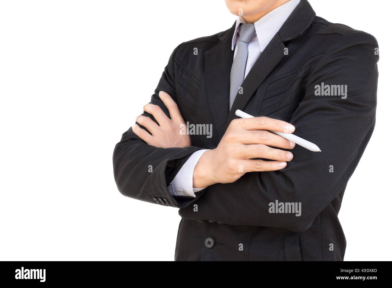 Business man writing with marker isolated on white background Stock ...