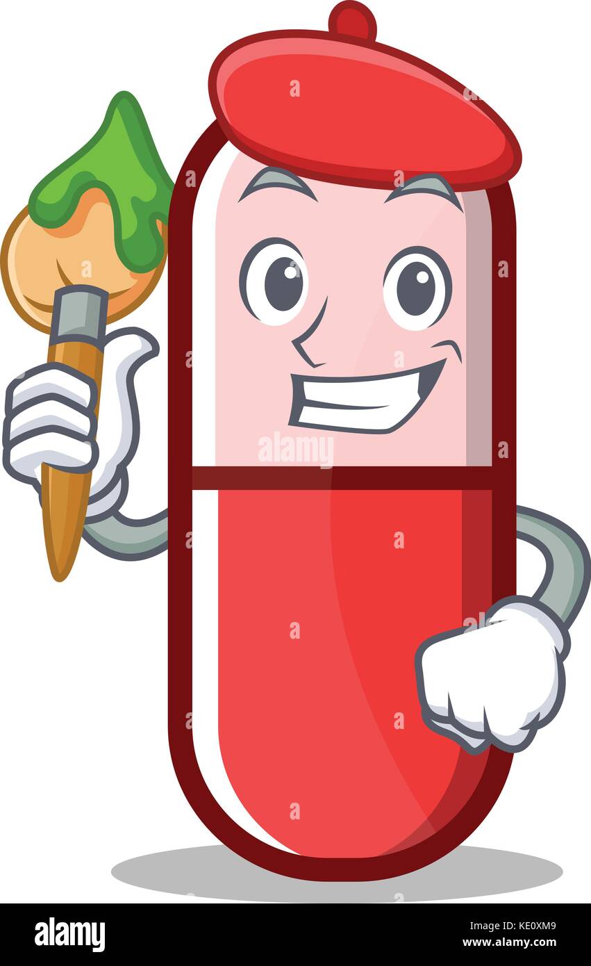 Artist pill capsule cartoon character Stock Vector Image & Art - Alamy