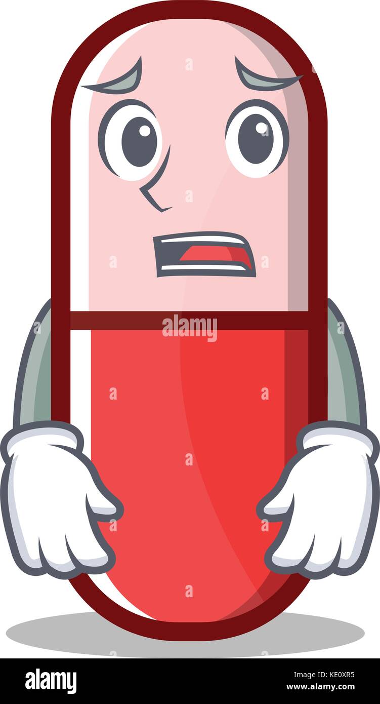 Afraid pill capsule cartoon character Stock Vector Image & Art - Alamy