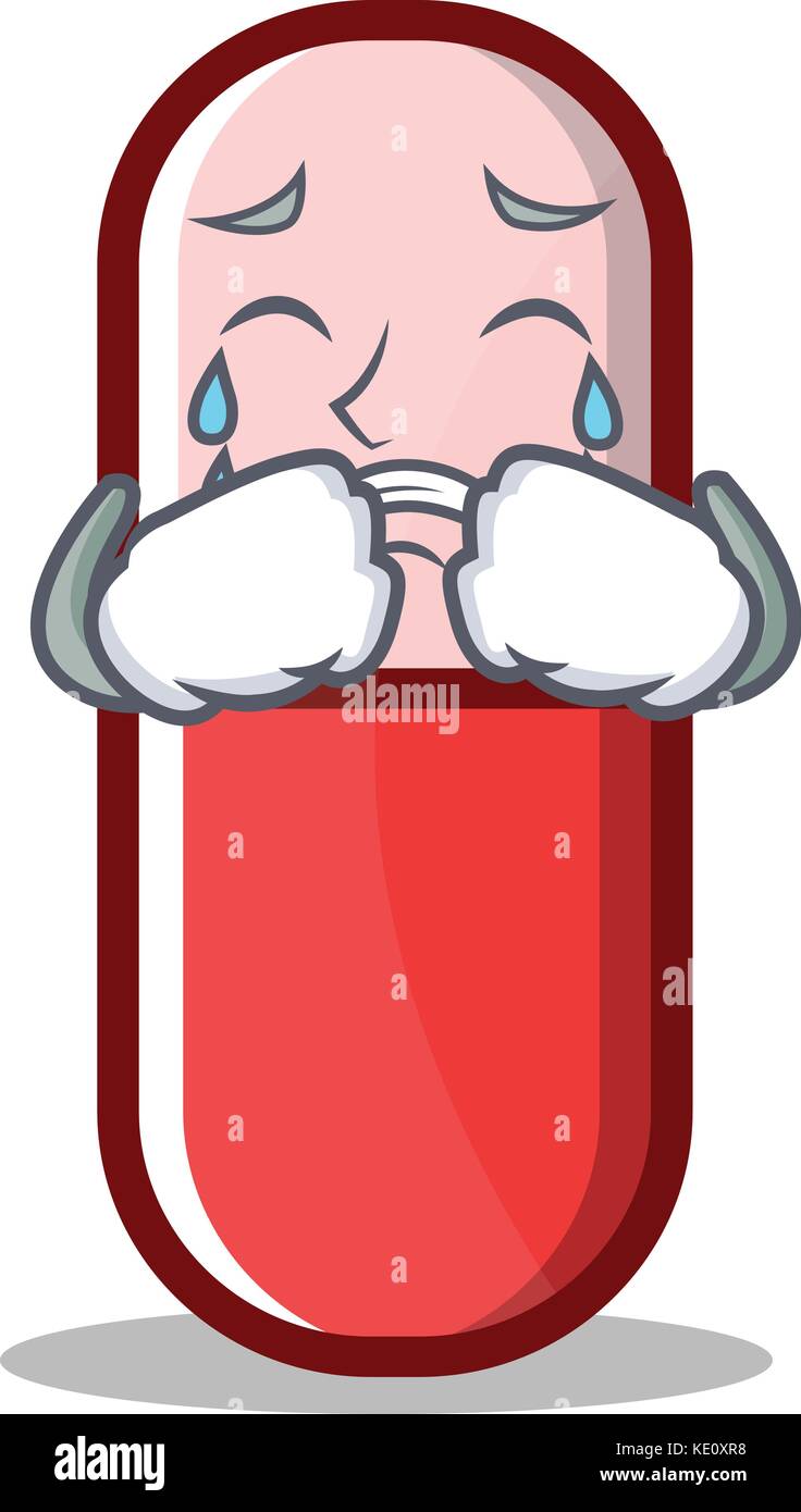 Crying pill capsule cartoon character Stock Vector Image & Art - Alamy