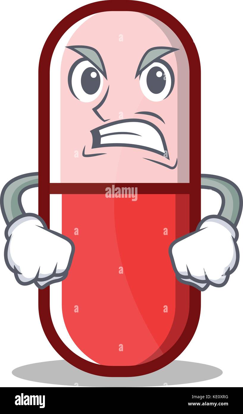 Angry pill capsule cartoon character Stock Vector Image & Art - Alamy