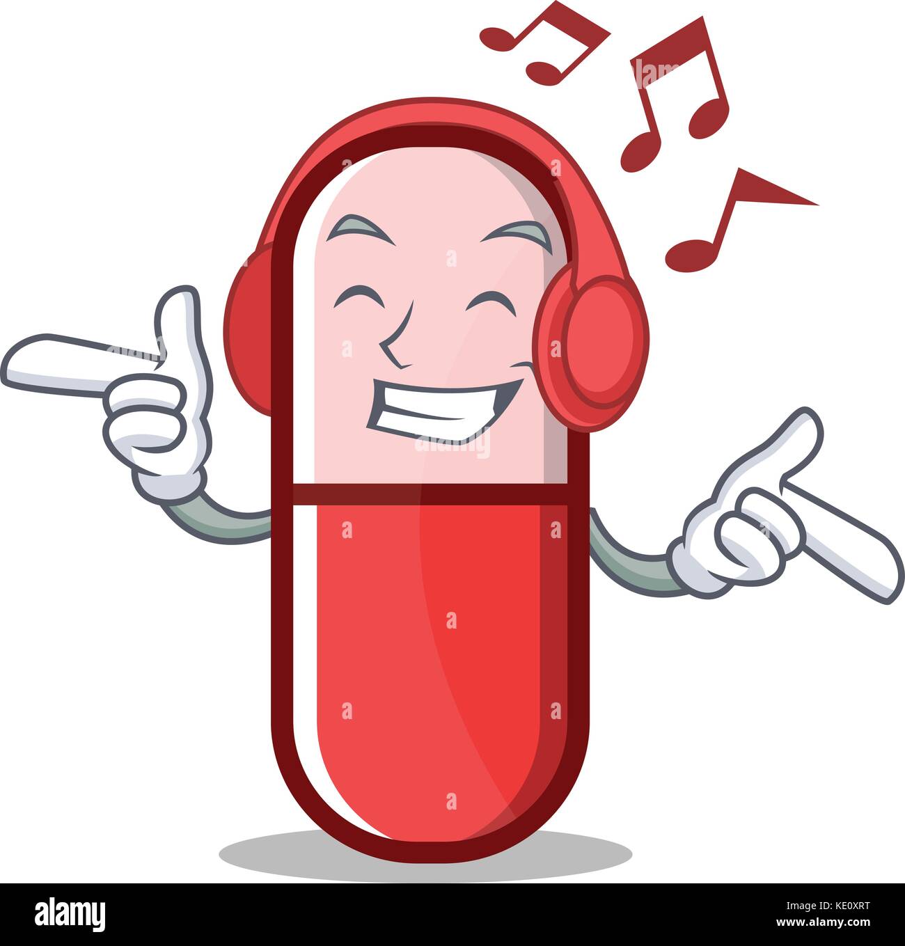 Listening music pill capsule cartoon character Stock Vector Image & Art ...