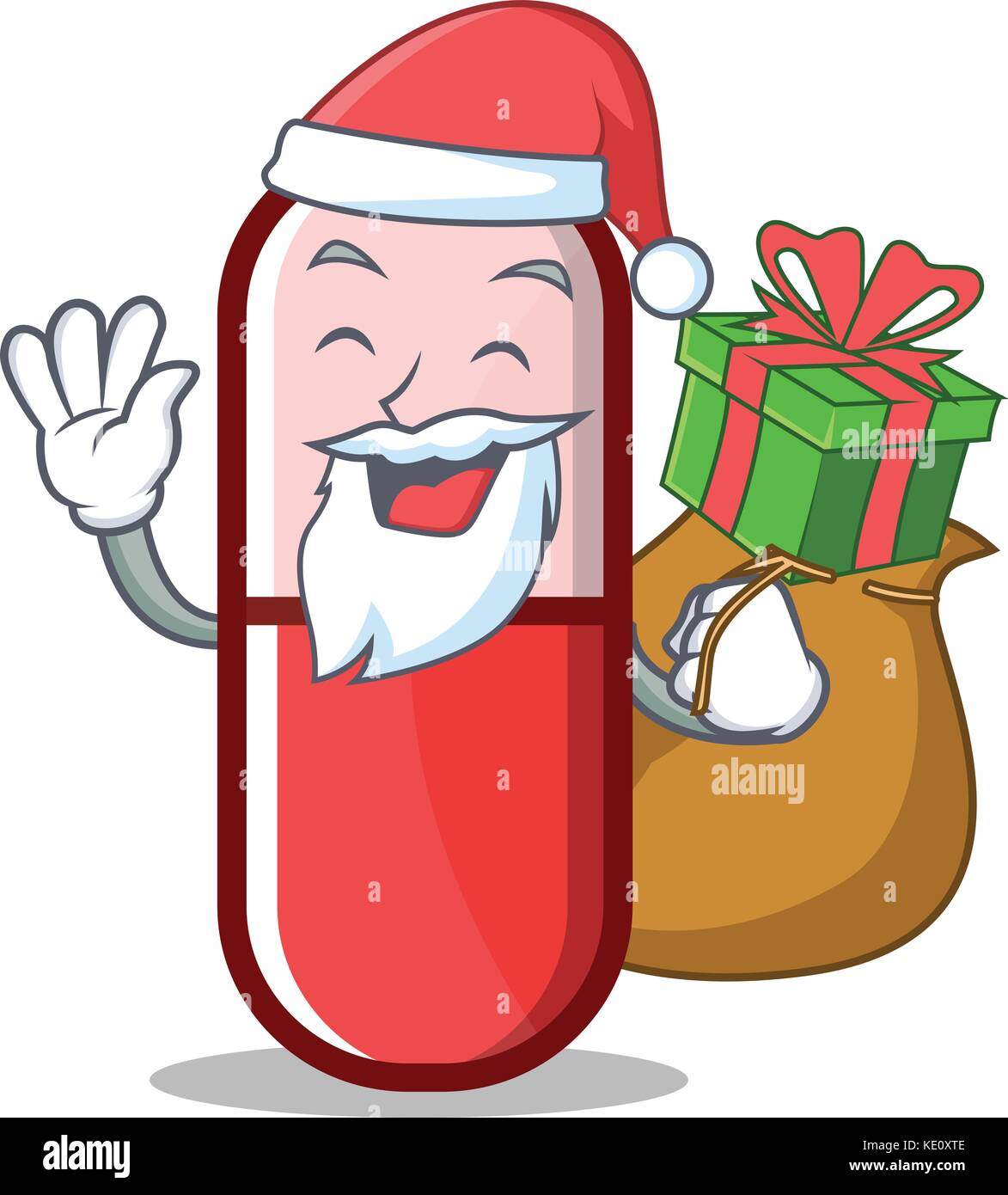 Santa pill capsule cartoon character Stock Vector Image & Art - Alamy