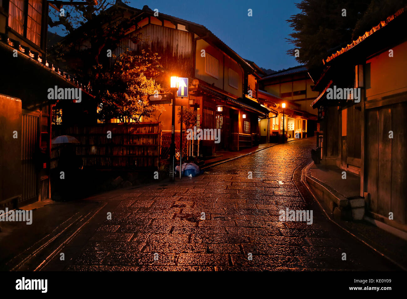 Famous Japan Traditional Village in Rainy Night Stock Photo - Alamy