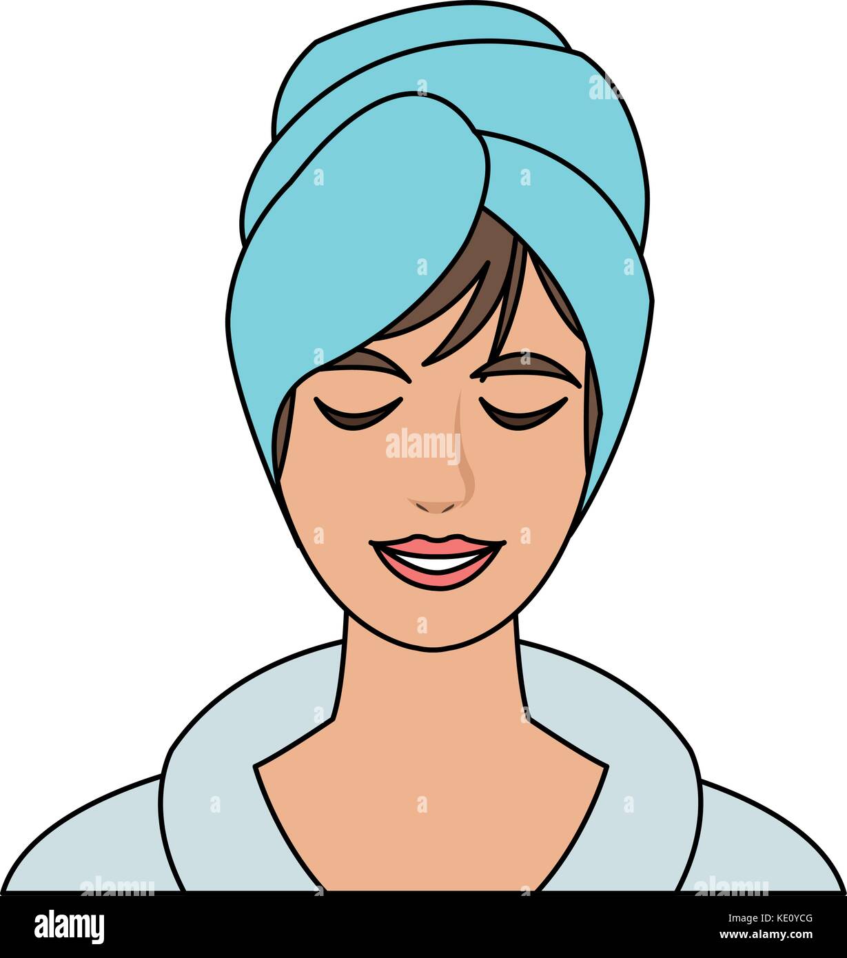relaxed woman wrapped in towel spa center icon image Stock Vector Image ...