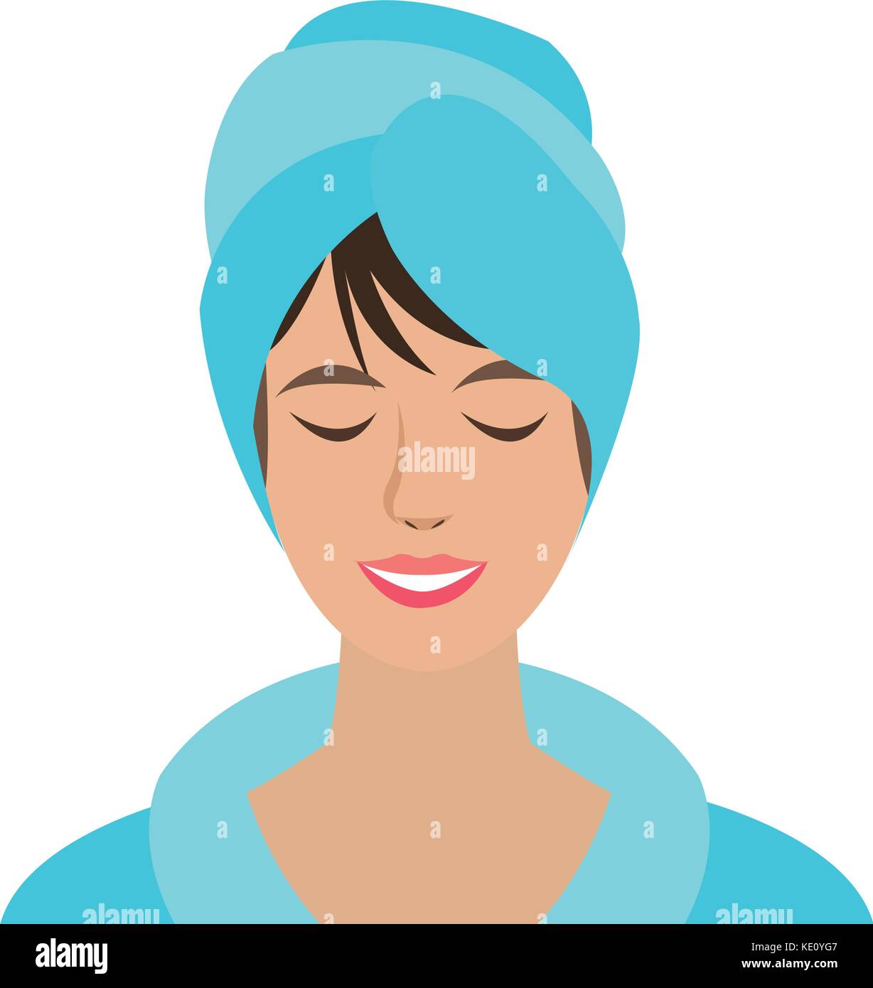 relaxed woman wrapped in towel spa center icon image Stock Vector Image ...