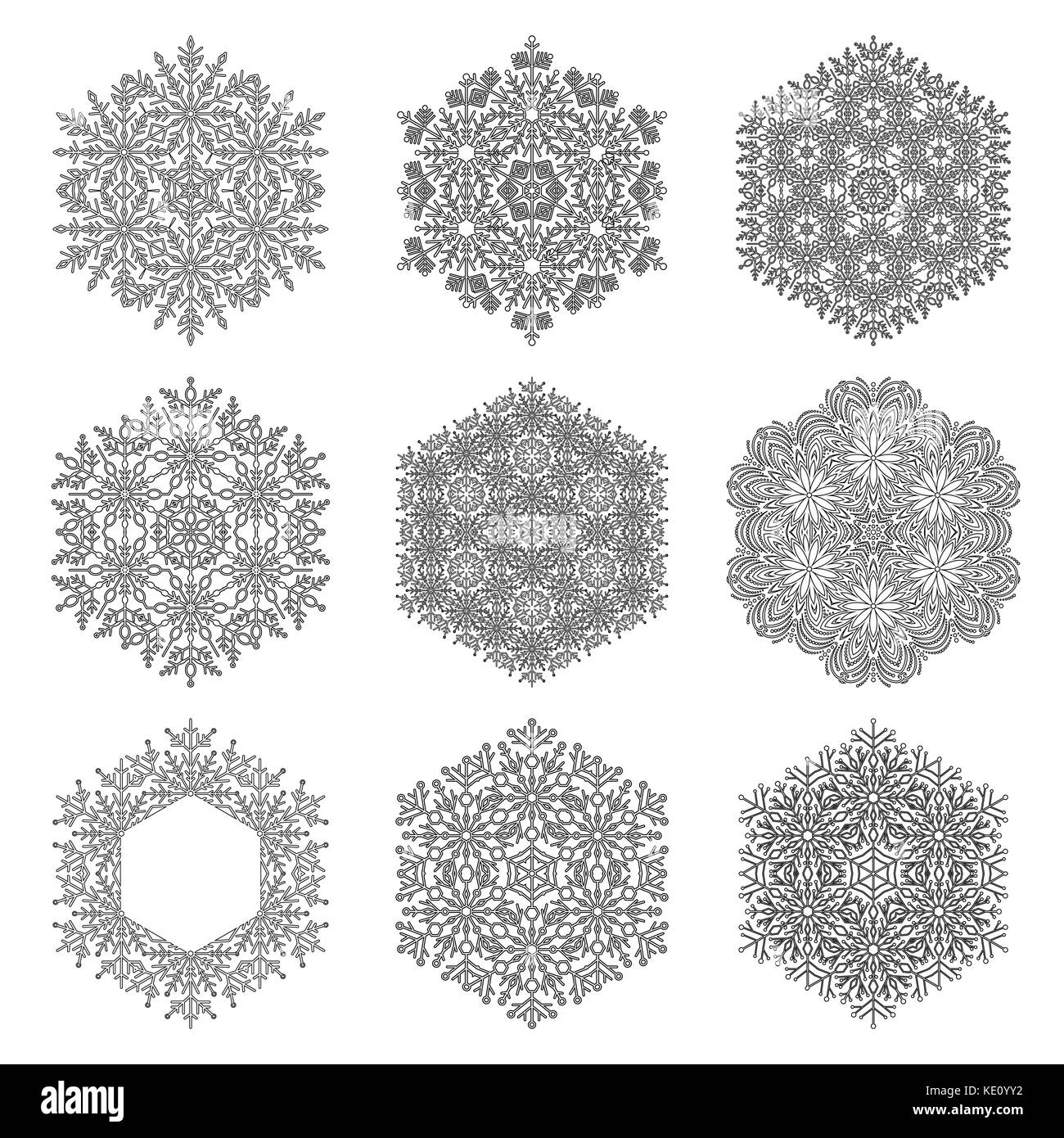 Set of Vector Snowflakes Stock Vector Image & Art - Alamy