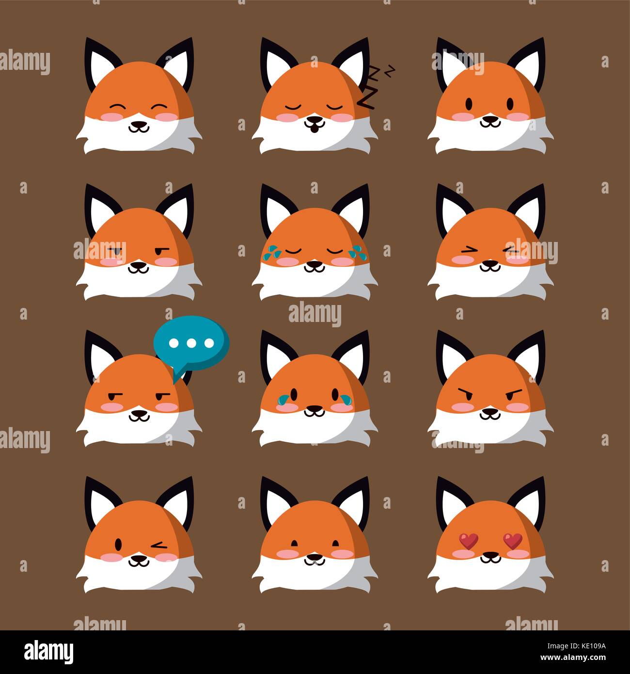Cute fox icons Stock Vector Image & Art - Alamy
