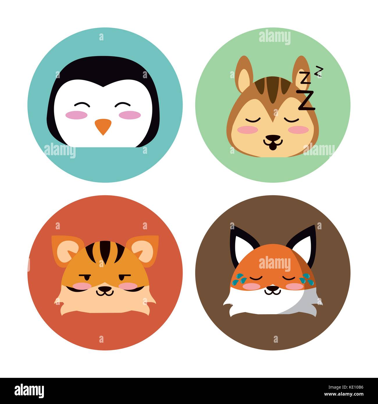 Cute animals round icons Stock Vector Image & Art - Alamy