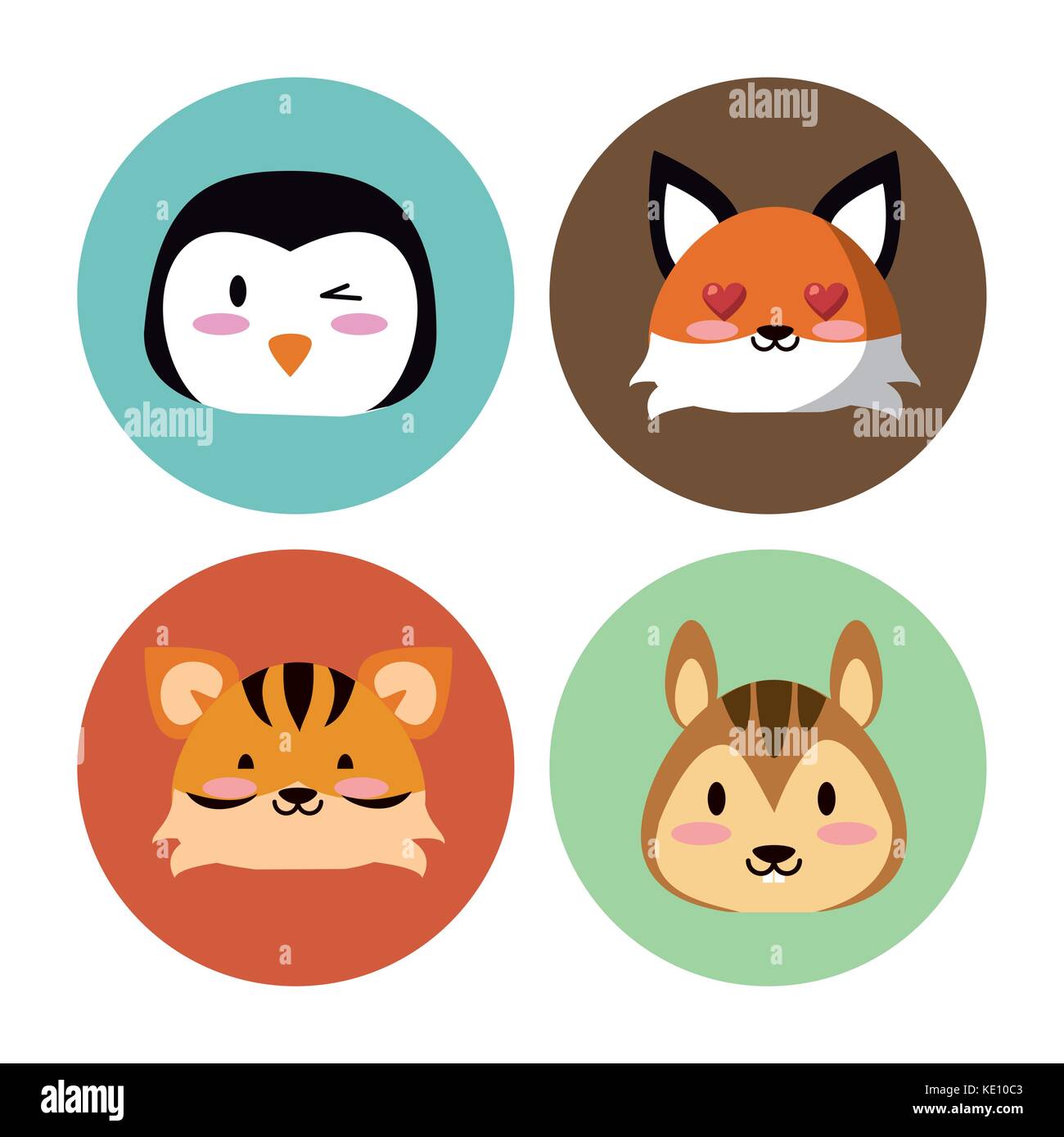 Cute animals round icons Stock Vector Image & Art - Alamy