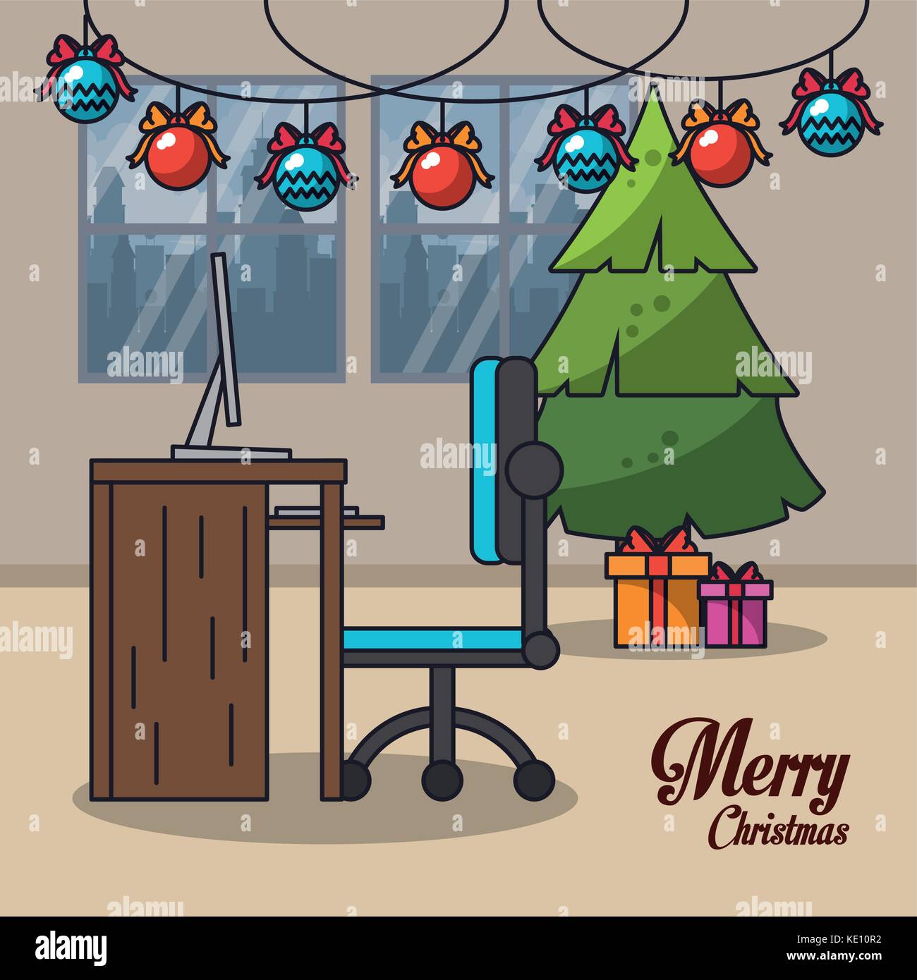 Christmas in office Stock Vector Image & Art - Alamy