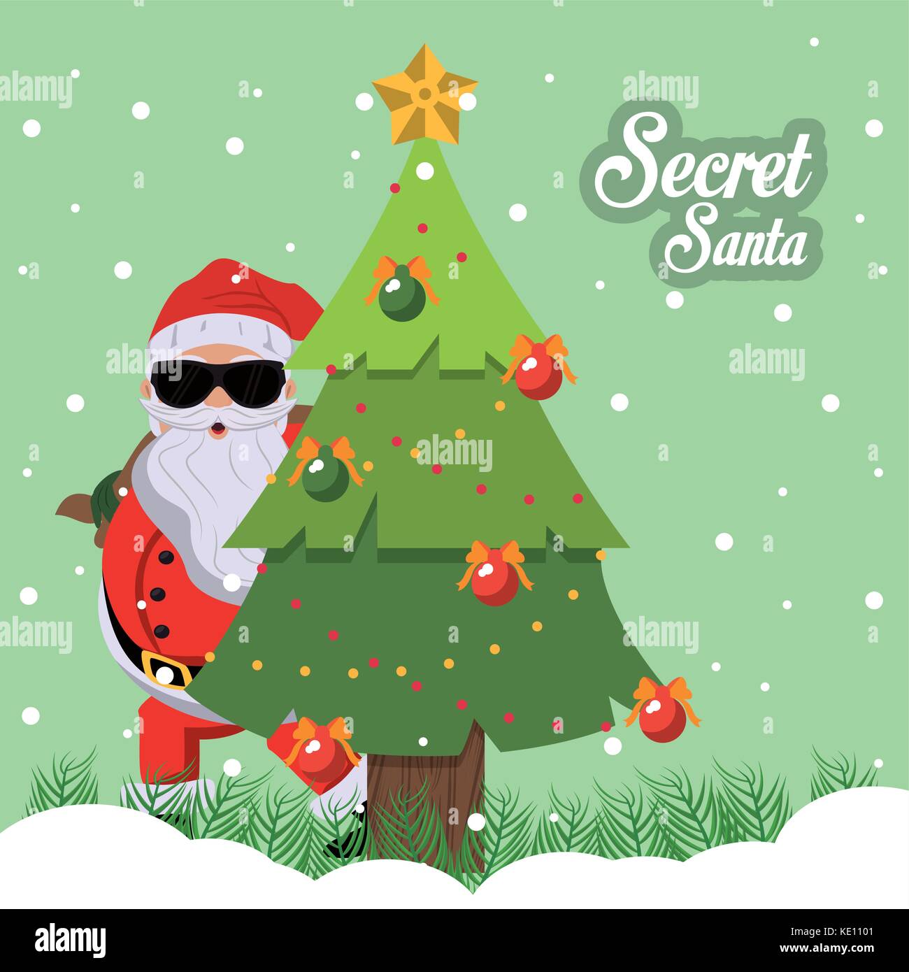 Secret Santa Cartoon Stock Vector Image And Art Alamy