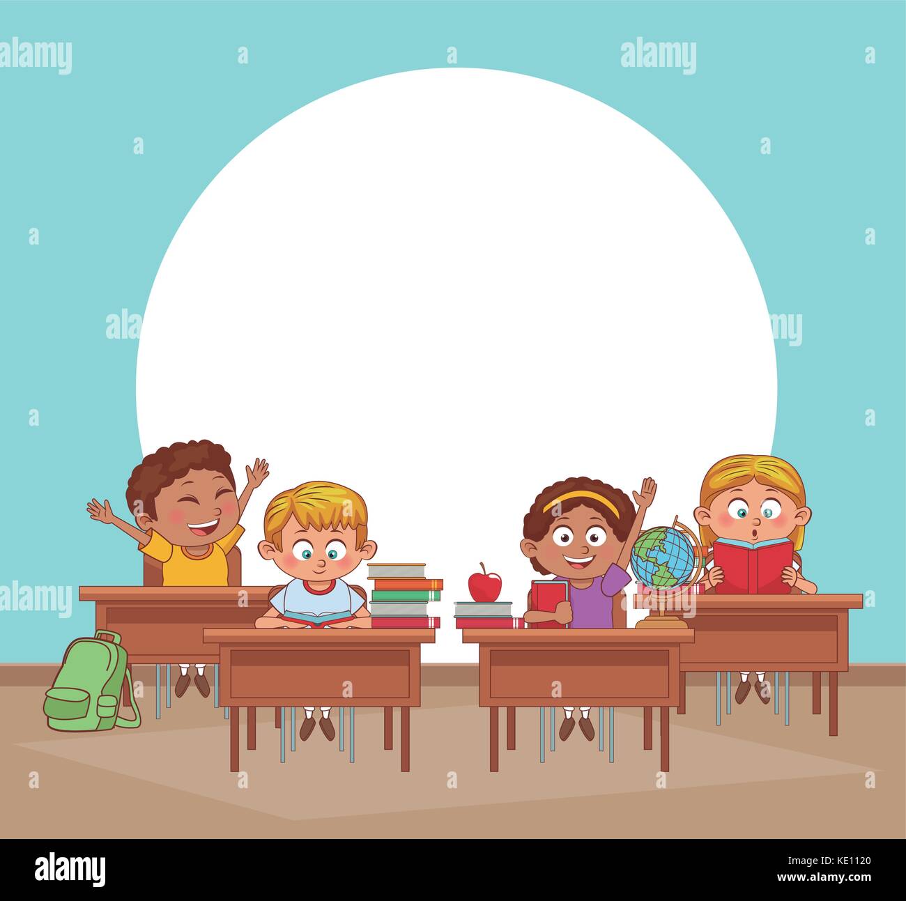 Girl boys cartoon classroom Stock Vector Images - Alamy