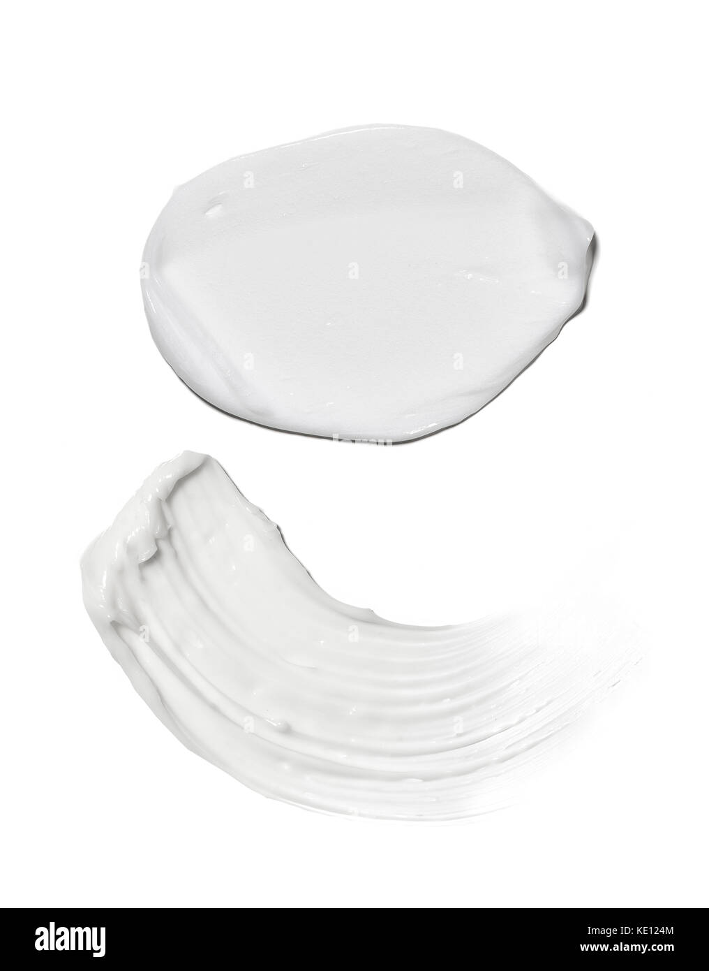 cosmetic products smear paint of crushed cosmetic on a white background ...