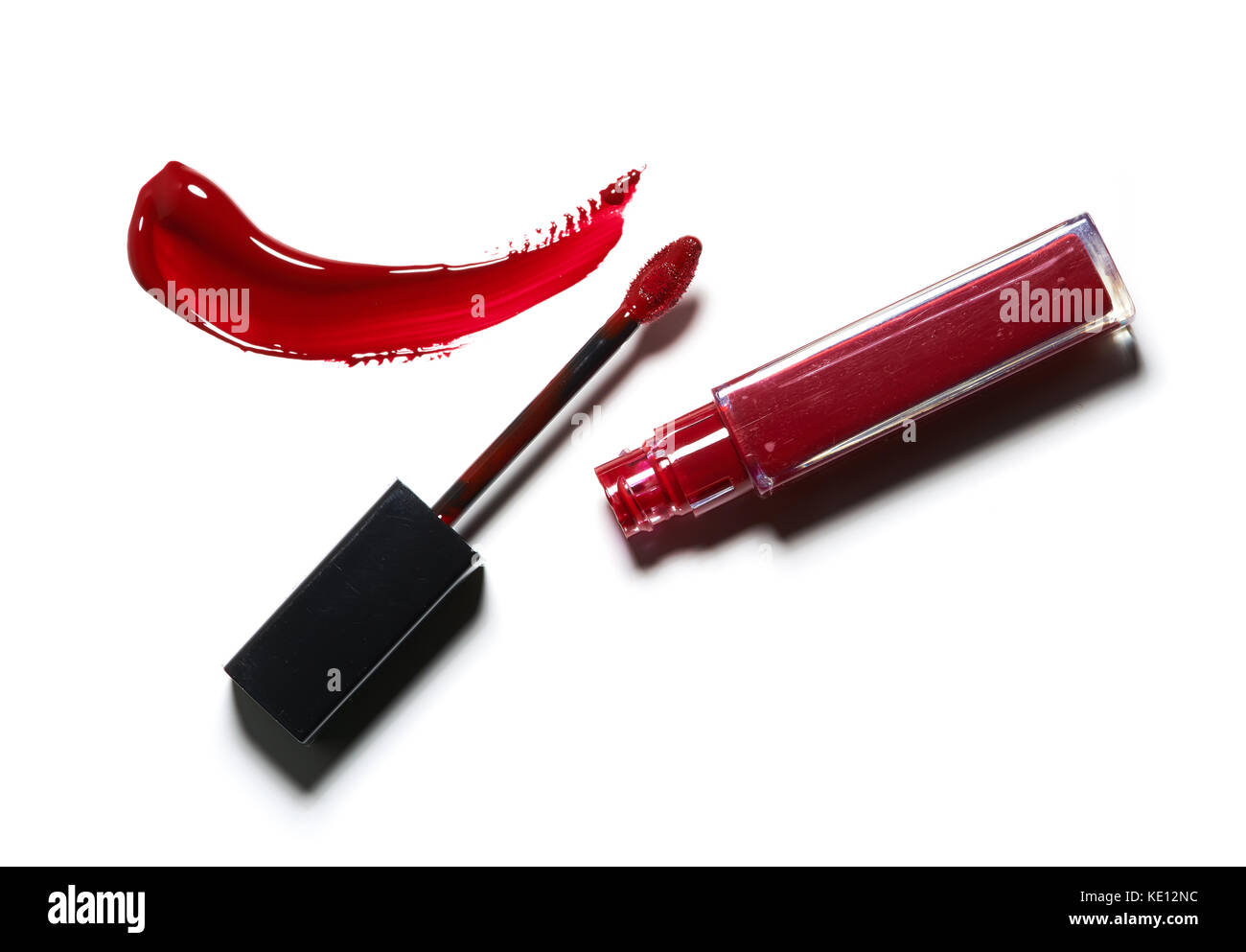 Red Lipstick with trace on a white background Stock Photo - Alamy