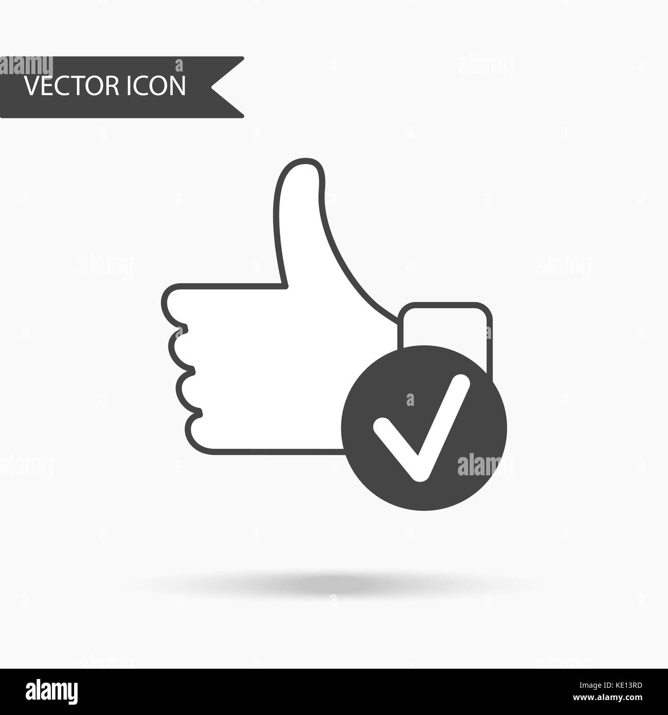 Modern and simple flat vector illustration. Thumb icon up with a check ...