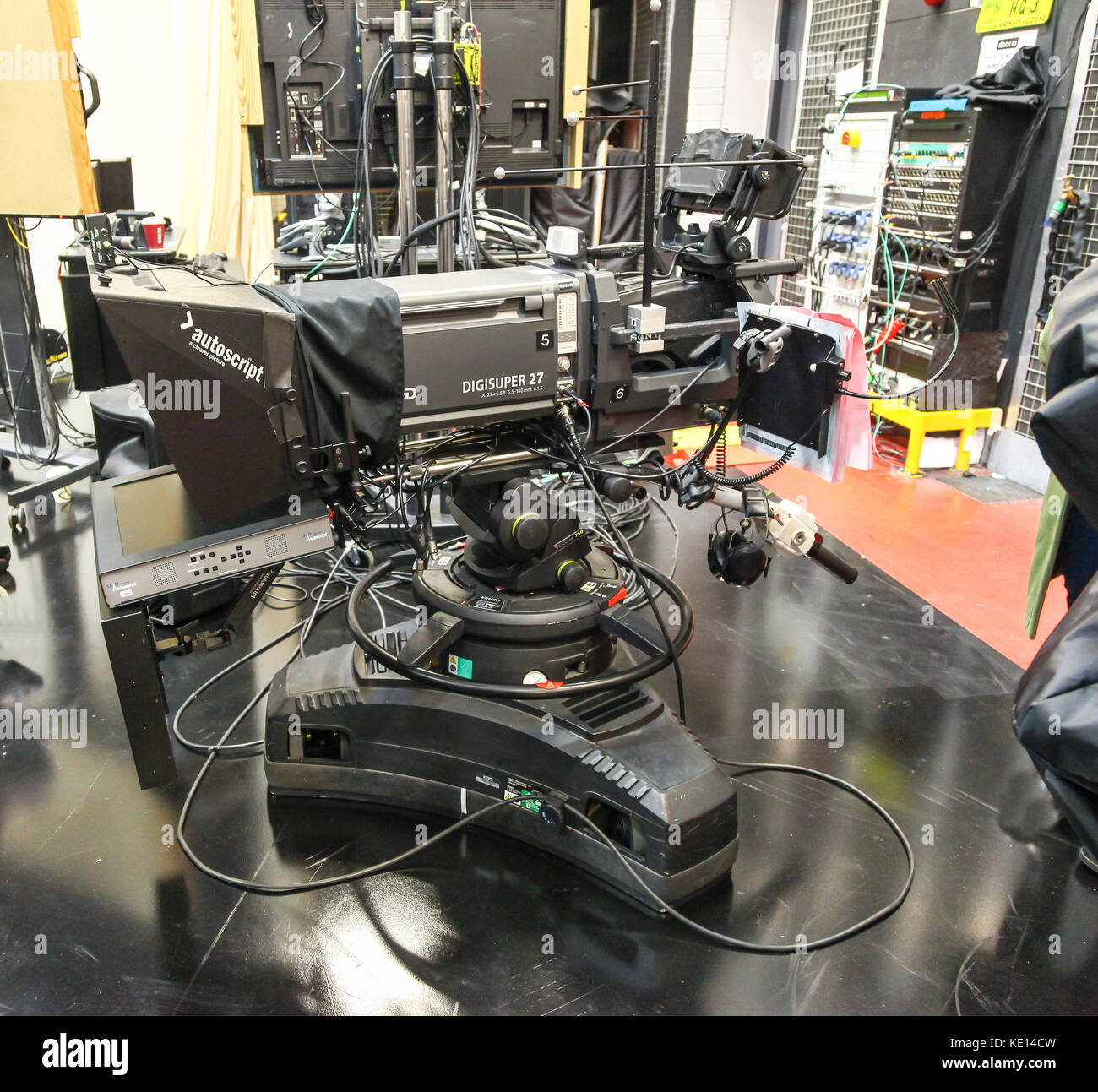 An HD television camera Inside the BBC TV sport studios at Media City ...