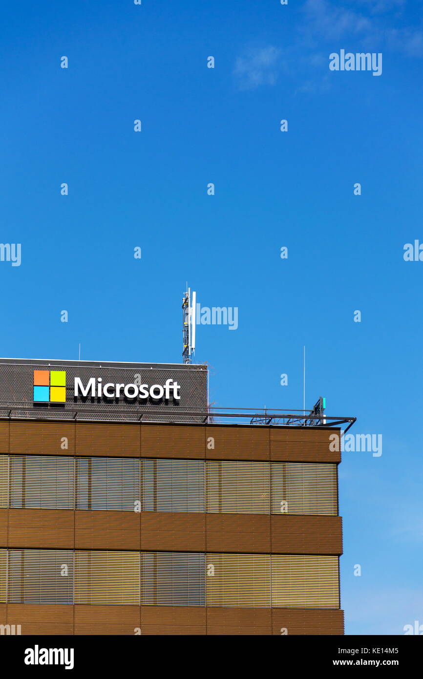PRAGUE, CZECH REPUBLIC - OCTOBER 14: Microsoft company logo on ...