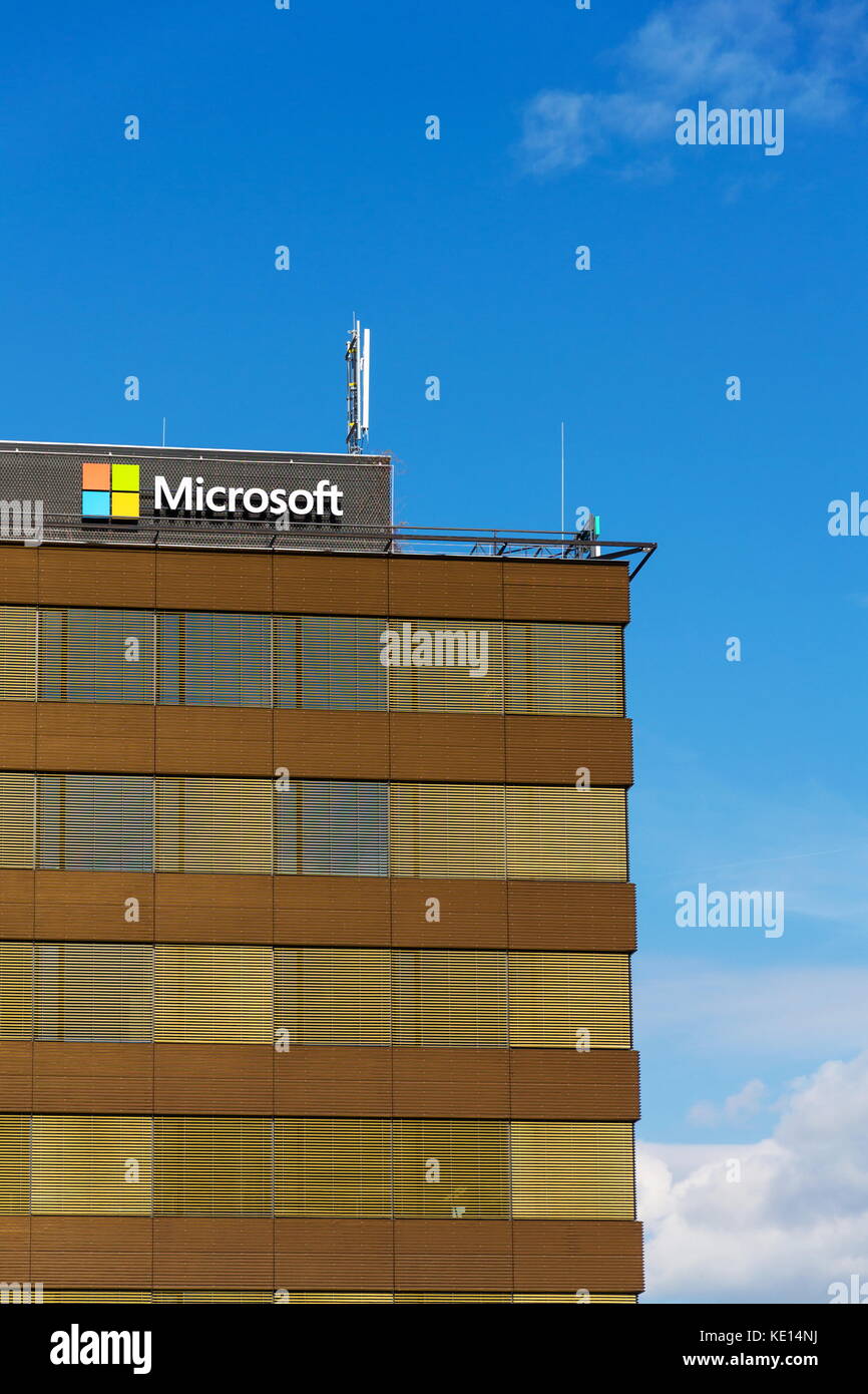 PRAGUE, CZECH REPUBLIC - OCTOBER 14: Microsoft company logo on ...