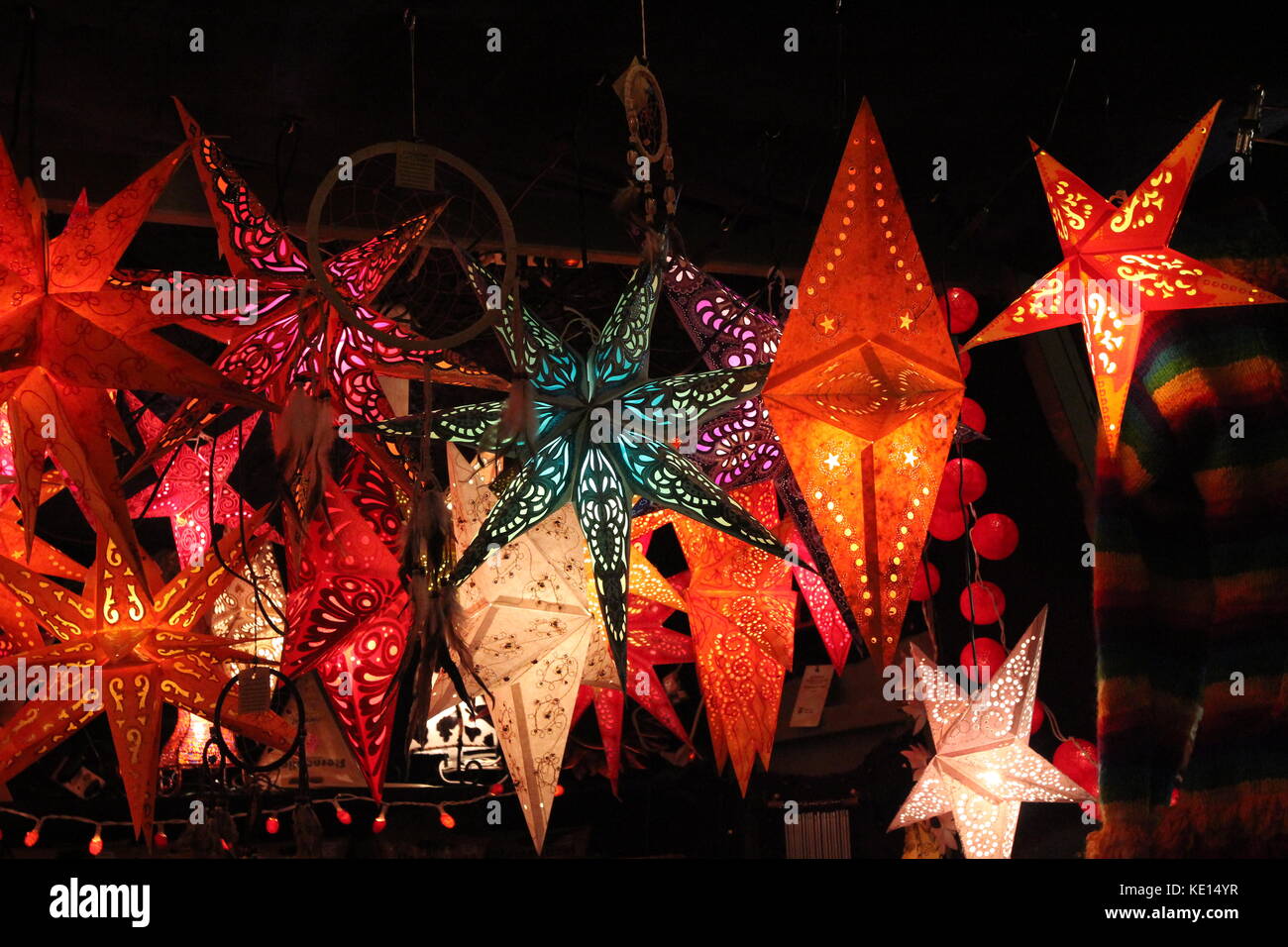 Star lanterns / A background of star lanterns Stock Photo - Alamy