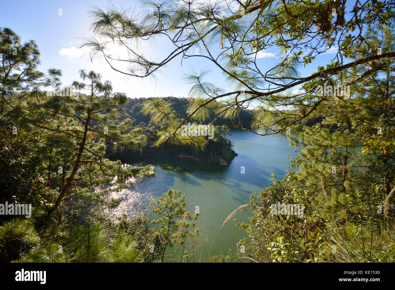 Landscape of the Bosque Azul lake in the Lagunas de Montebello National ...
