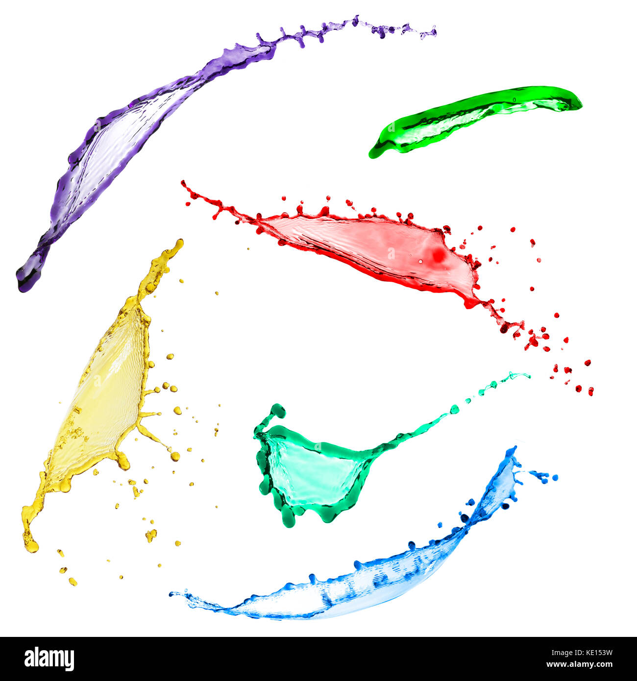 splendid collection of color splashes over white background Stock Photo ...