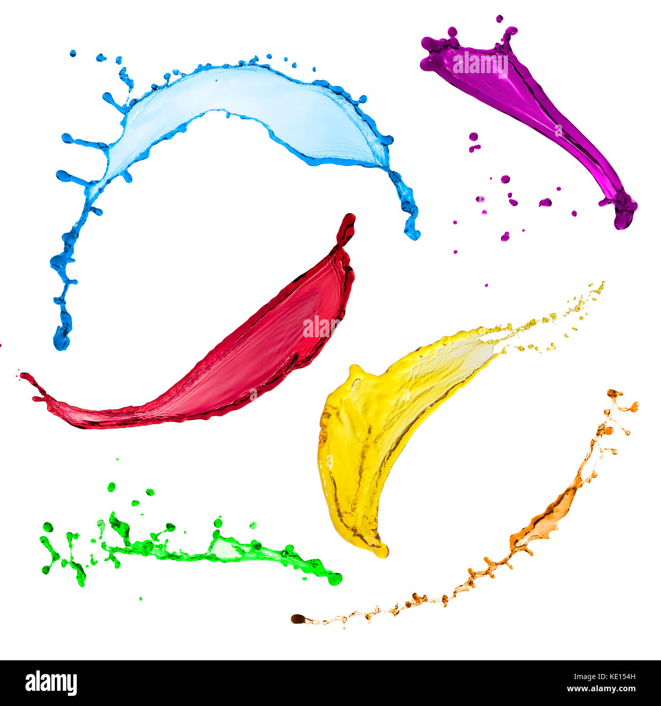 splendid collection of color splashes over white background Stock Photo ...