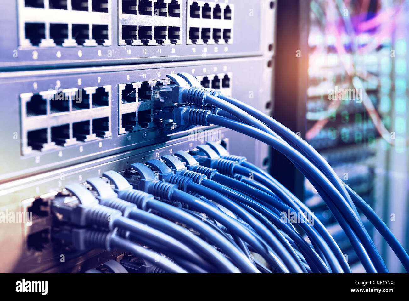 Ethernet Cables Connected to Internet Switch Stock Photo - Alamy