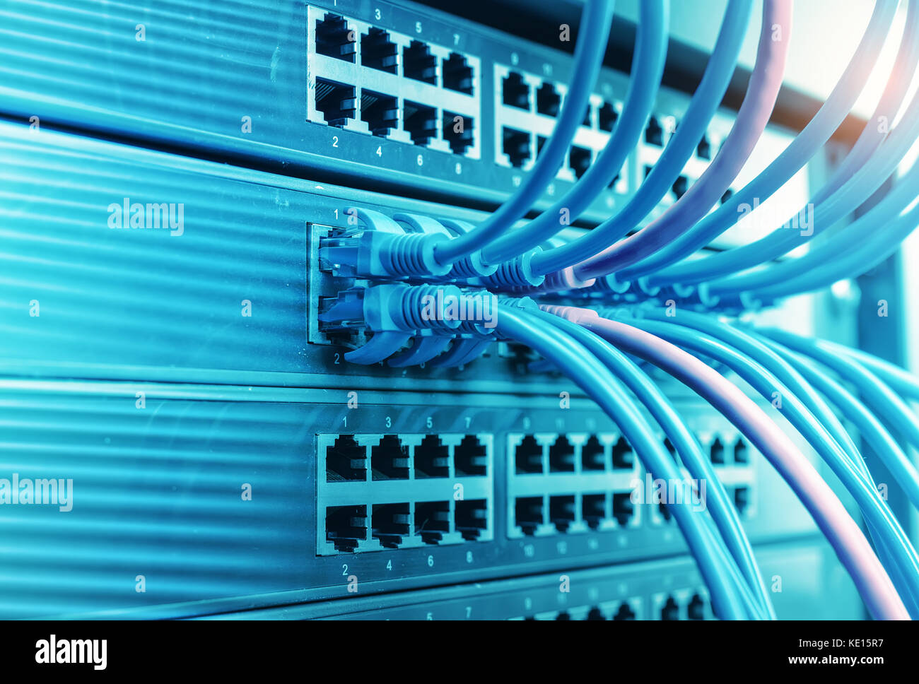 Ethernet Cables Connected to Internet Switch Stock Photo - Alamy