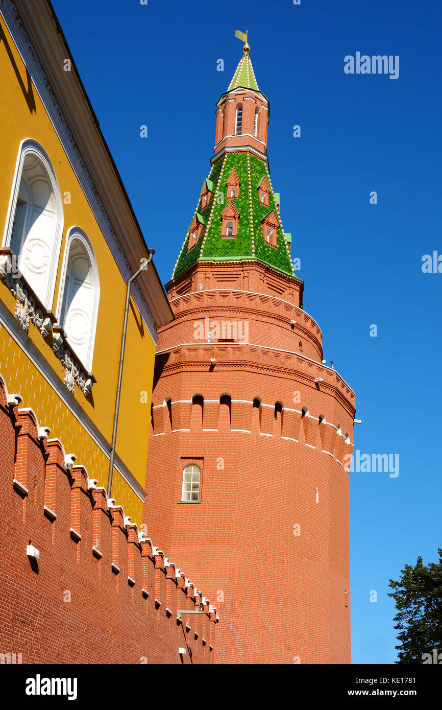 Moscow, a fragment of the Kremlin wall and Corner Arsenal tower Stock ...