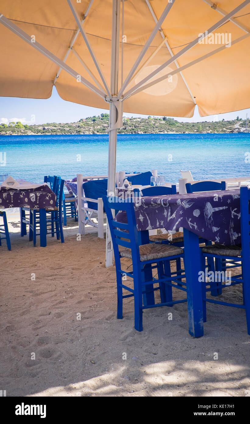 reastaurant on the beach in ormos panagias,halkidiki,greece Stock Photo ...