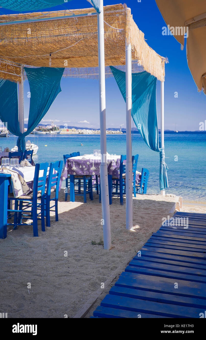 reastaurant on the beach in ormos panagias,halkidiki,greece Stock Photo ...