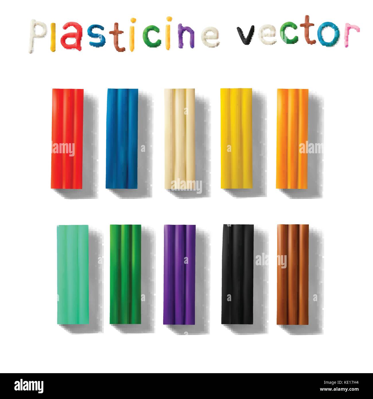 Color plasticine set isolated on a white background. 3d Vector ...