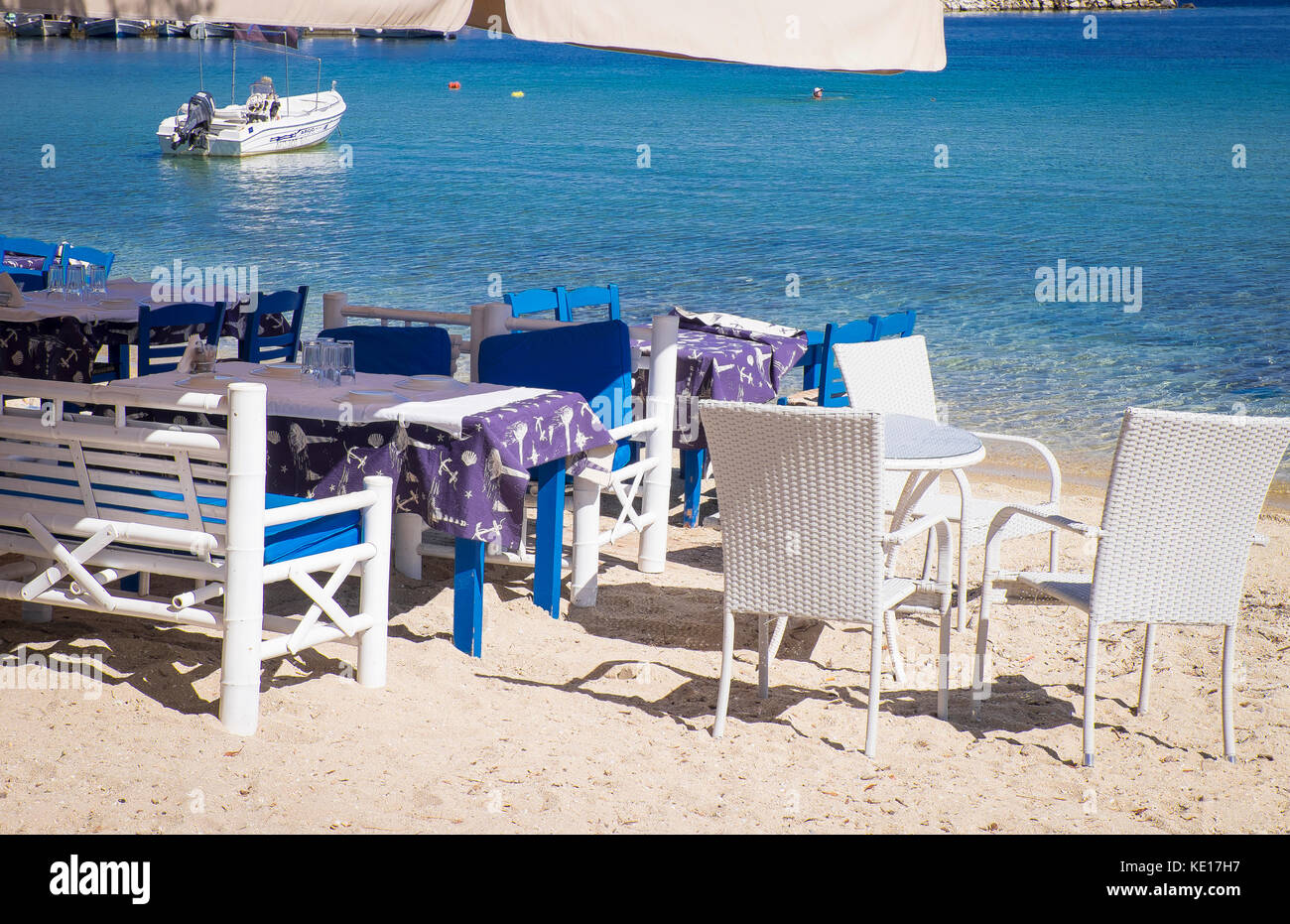 reastaurant on the beach in ormos panagias,halkidiki,greece Stock Photo ...