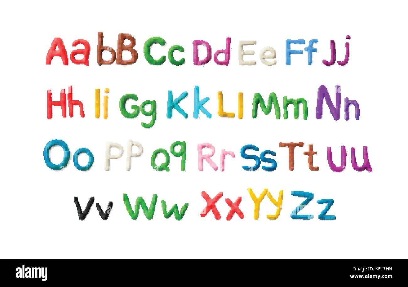 Handmade plasticine alphabet. English colorful letters of modelling ...