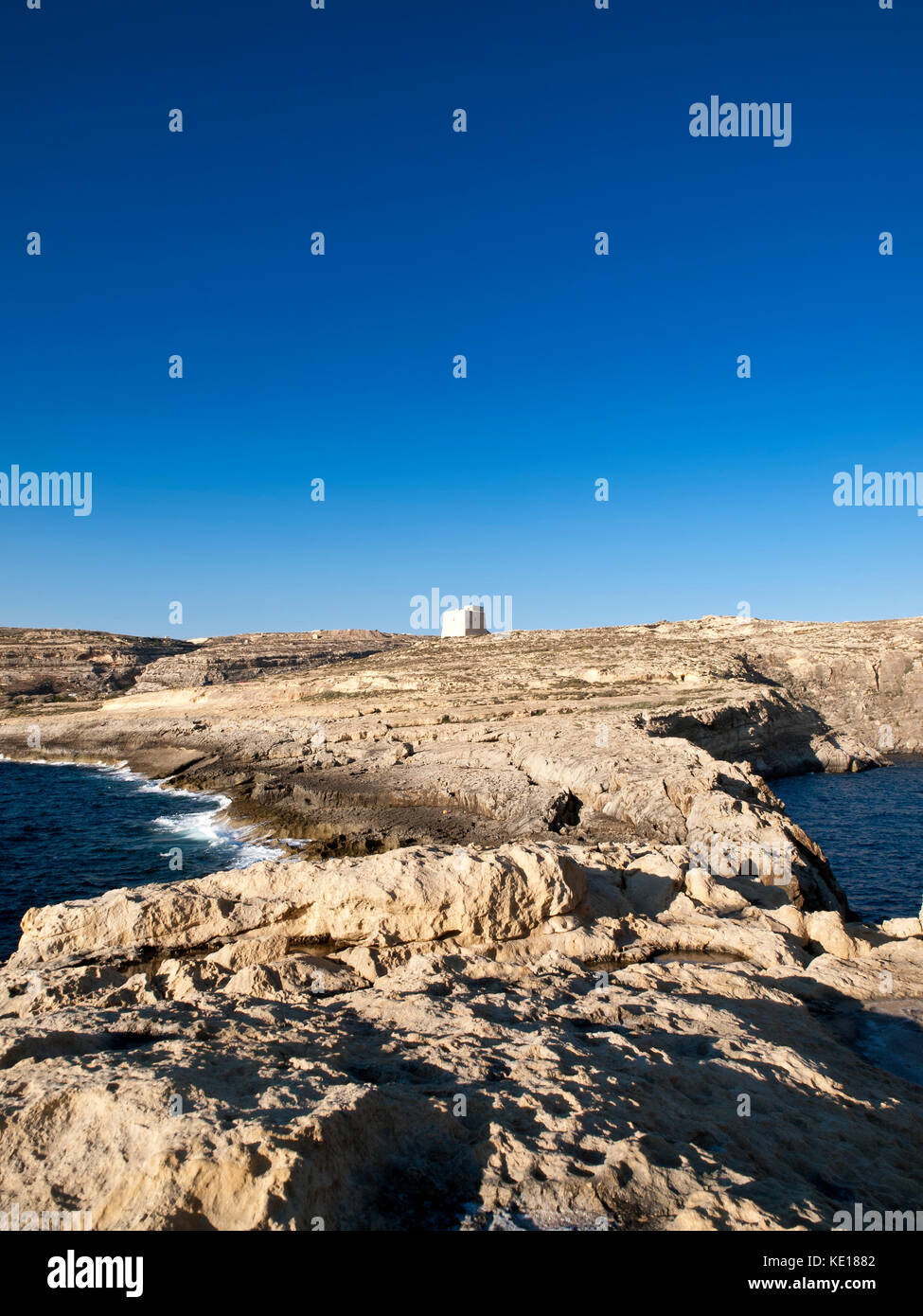 The Dwejra Tower at Dwejra in Gozo was built in 1651 to guard the ...