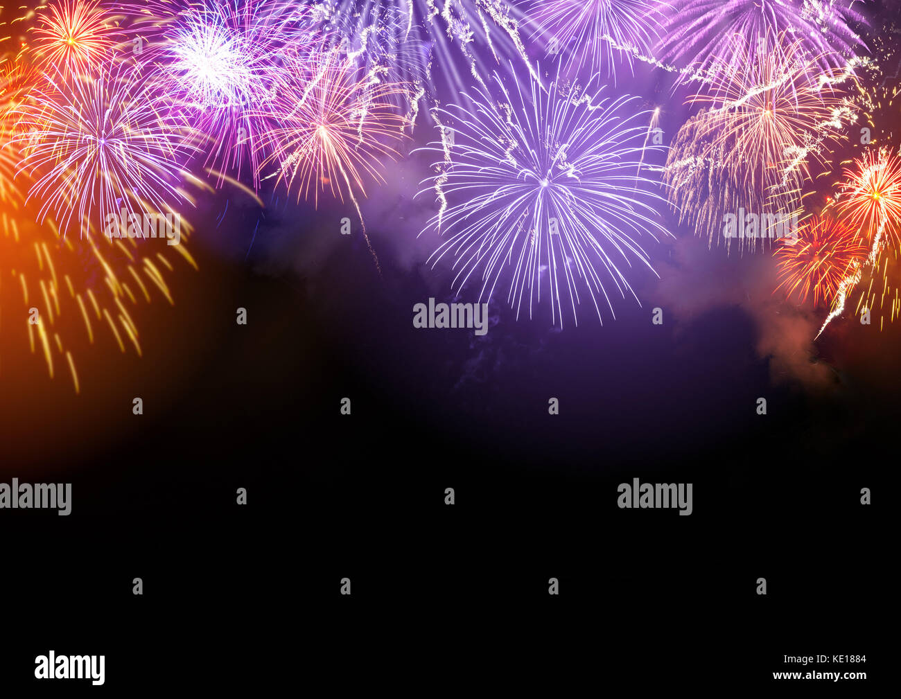 Bright Fireworks display celebrations background with copy space Stock ...