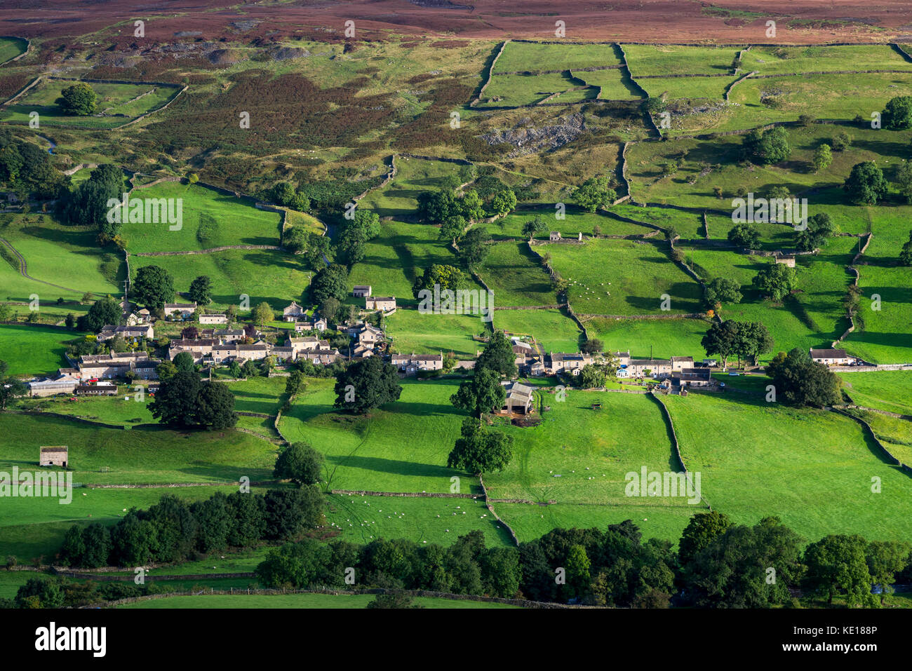 The village of Healaugh in Swaledale, Yorkshire Dales national park ...