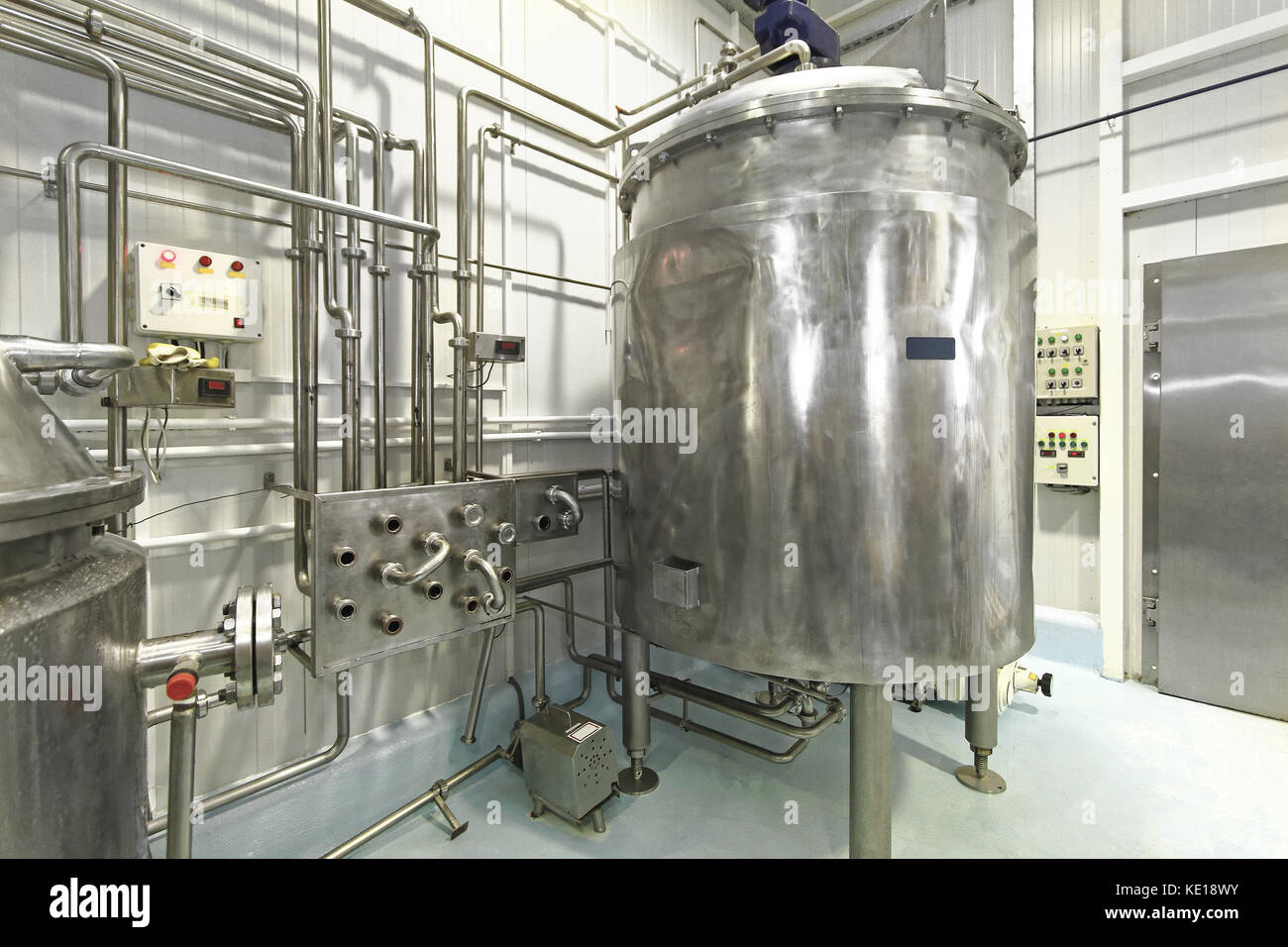 Milk Pasteurization Tank and Pipes in Dairy Factory Stock Photo - Alamy